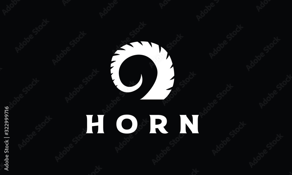 Goat Horn Vector Logo Design Inspirations Black Background Stock Vector ...