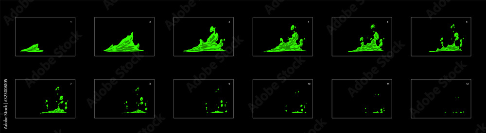 liquid splash effect. liquid effect sprite sheet for cartoon, animation ...