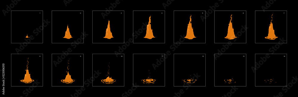 Dust drop splash effect animation. Dust drop splash drop frames sprite ...