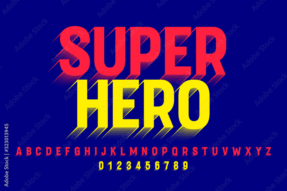 Super Hero comics style font, alphabet letters and numbers Stock Vector ...