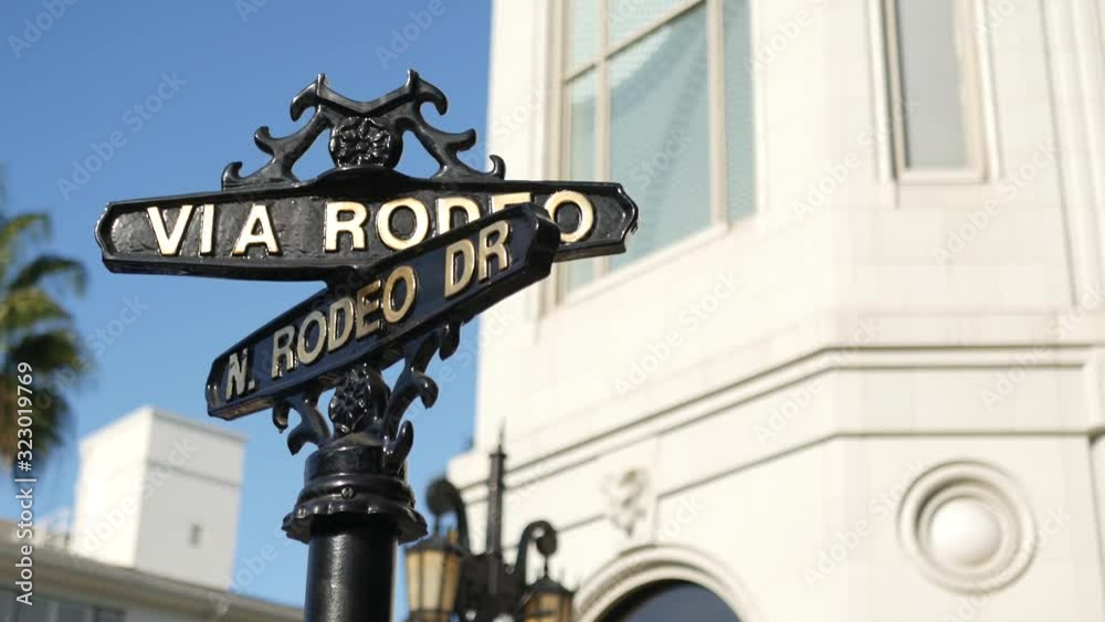World famous Rodeo Drive symbol, Cross Street Sign, Intersection in ...