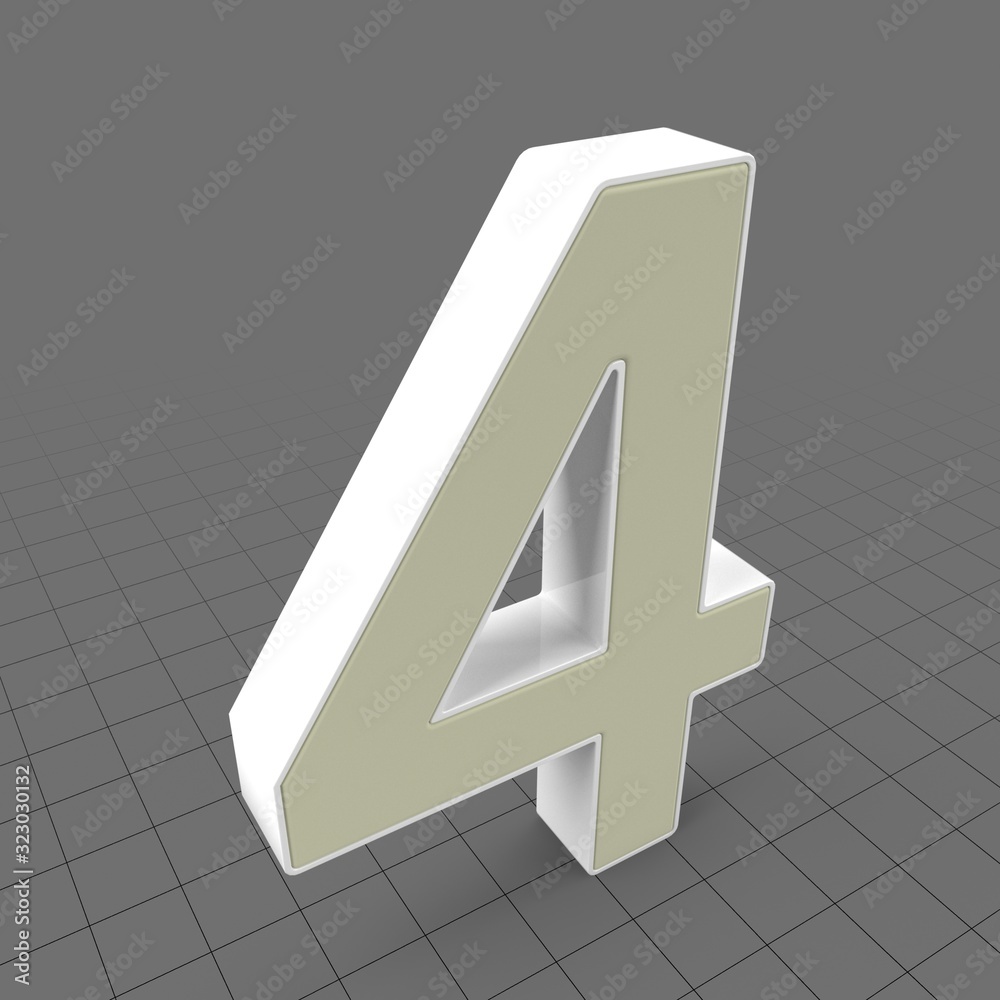Letters Simple Four Stock 3D asset | Adobe Stock