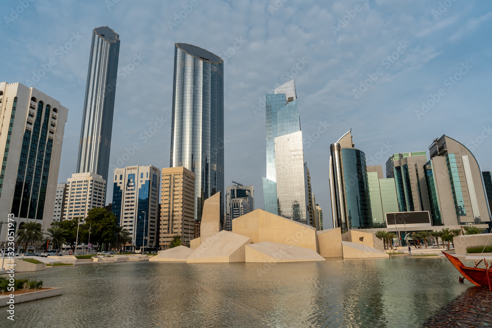 Abu Dhabi city skyscrapers and skyline, World Trade Center | Al Hosn ...
