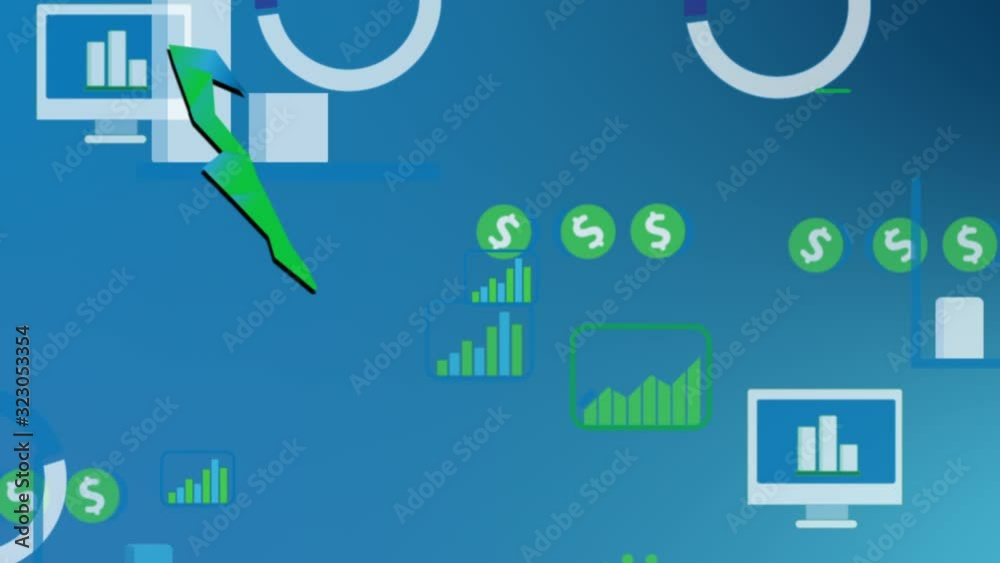 Abstract animation of Mexico map, elements background with economy ...