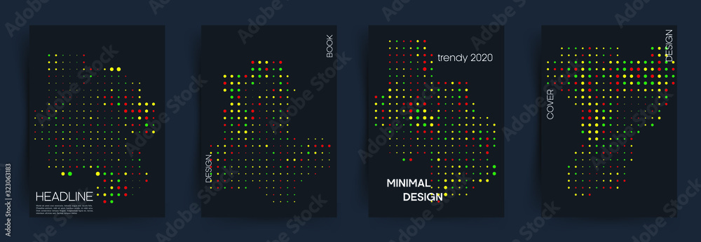 Set of covers. Minimal abstract design in the matrix style with green ...