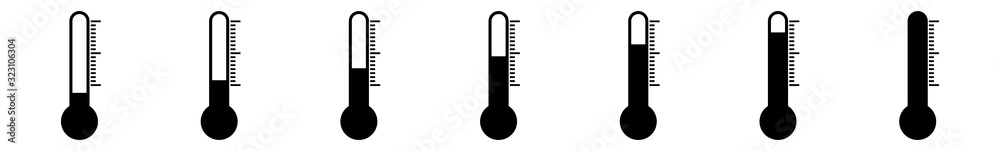 Thermometer Icon Black | Temperature Scale Symbol | Instrument Logo ...