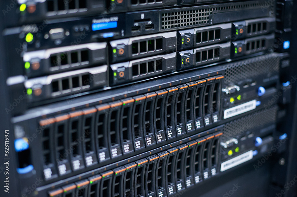 Server room full of racks and servers Stock Photo | Adobe Stock