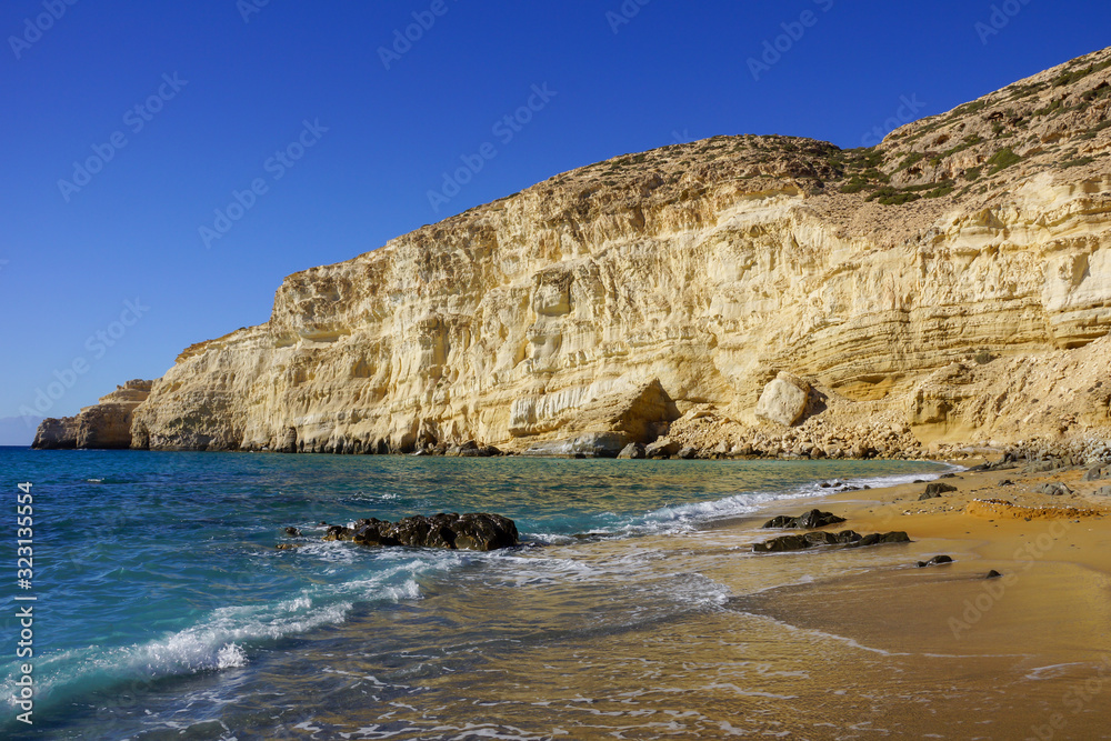 Red Beach or Kokkini Ammos in Greek is a nudist beach near Matala in ...