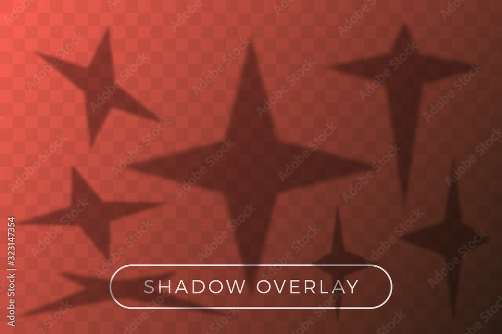 Vector star set shadow overlay. Many star in different perspective and ...