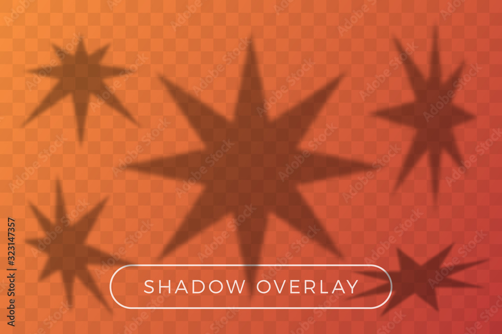 Vector star set shadow overlay. Many star in different perspective and ...