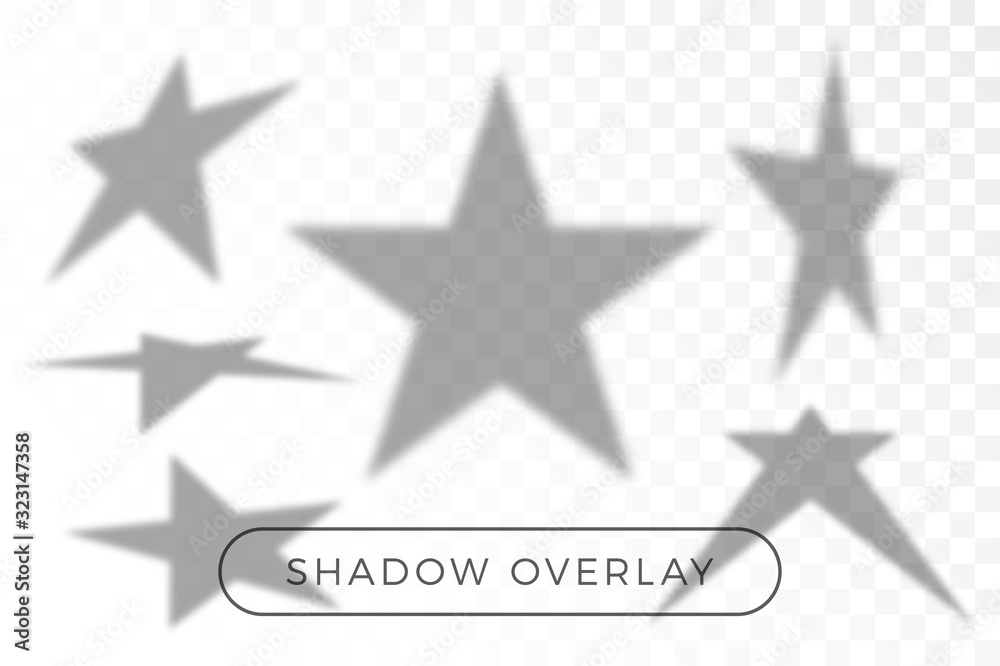 Vector star set shadow overlay. Many star in different perspective and ...