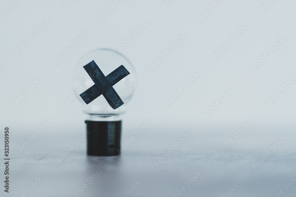 decision making, bad idea rejected and crossed out shot at shallow ...