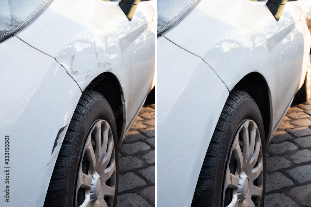 Car Dent Repair Before And After Stock Photo | Adobe Stock