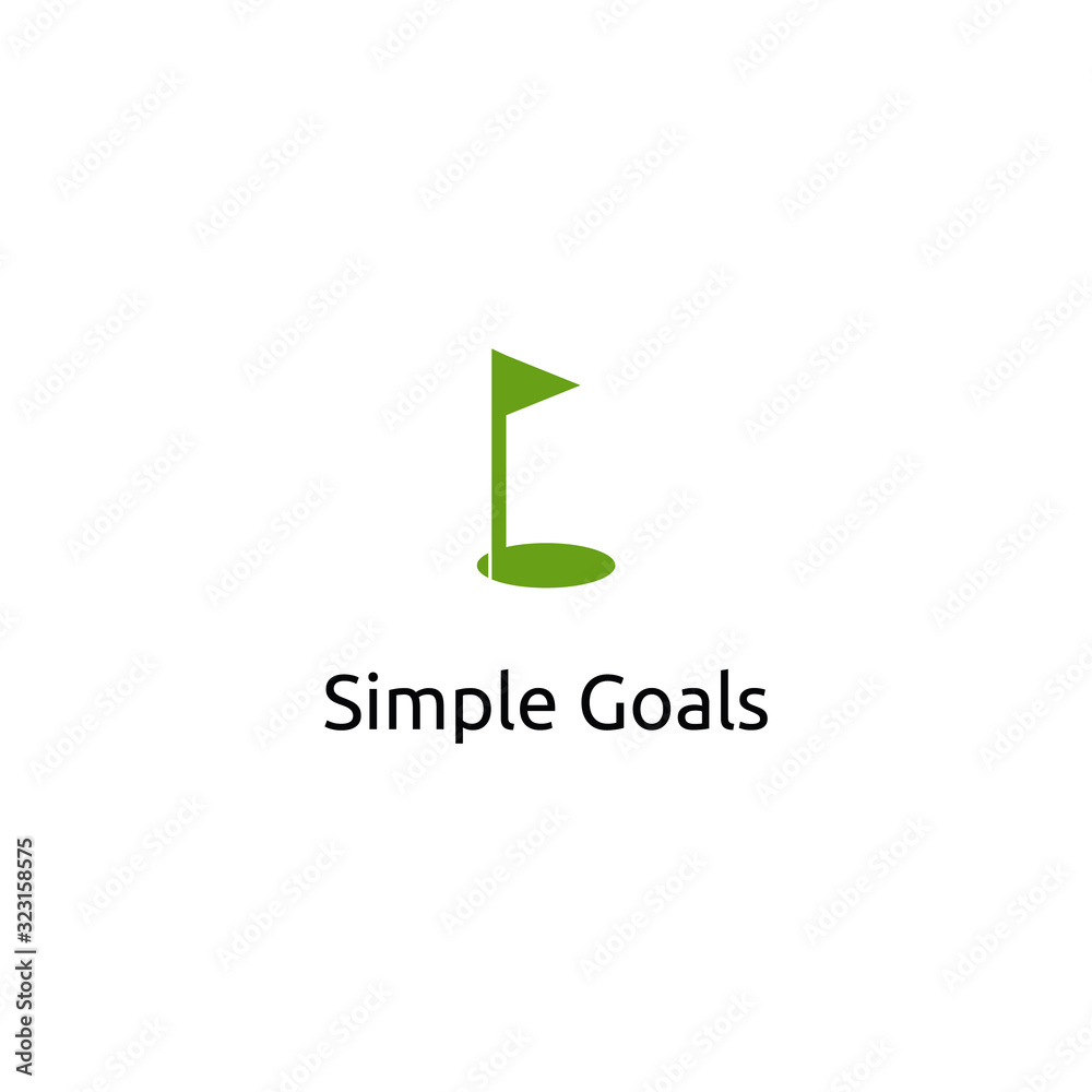 simple goals dengan ilustrasi lubang bendera golf logo design vector ...