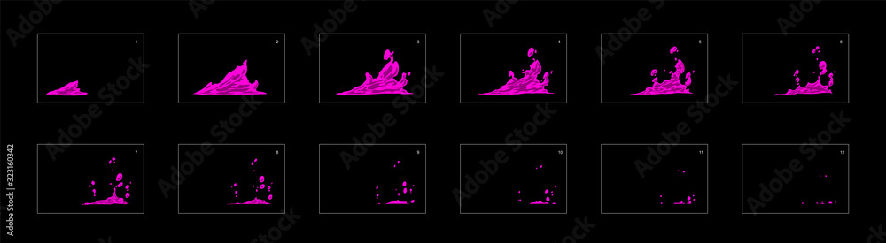 poison splash effect. poison effect sprite sheet for cartoon, animation ...