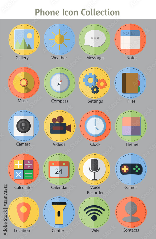 Mobile Phone Icon Collection Stock Vector | Adobe Stock