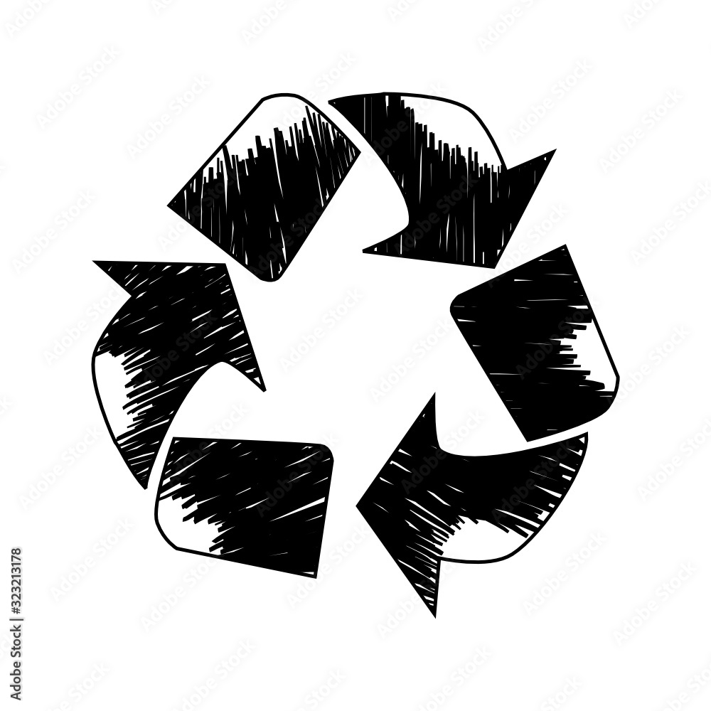 Arrows recycle symbol. Recycle symbol hand drawing vector grapich art ...