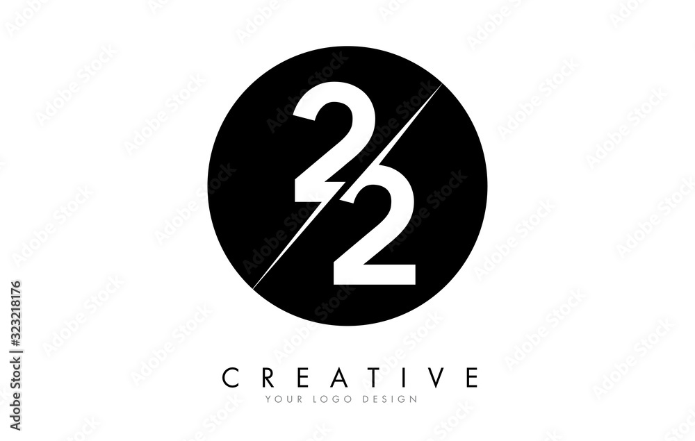 22 2 2 Number Logo Design with a Creative Cut and Black Circle ...