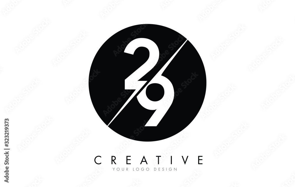 29 2 9 Number Logo Design with a Creative Cut and Black Circle ...