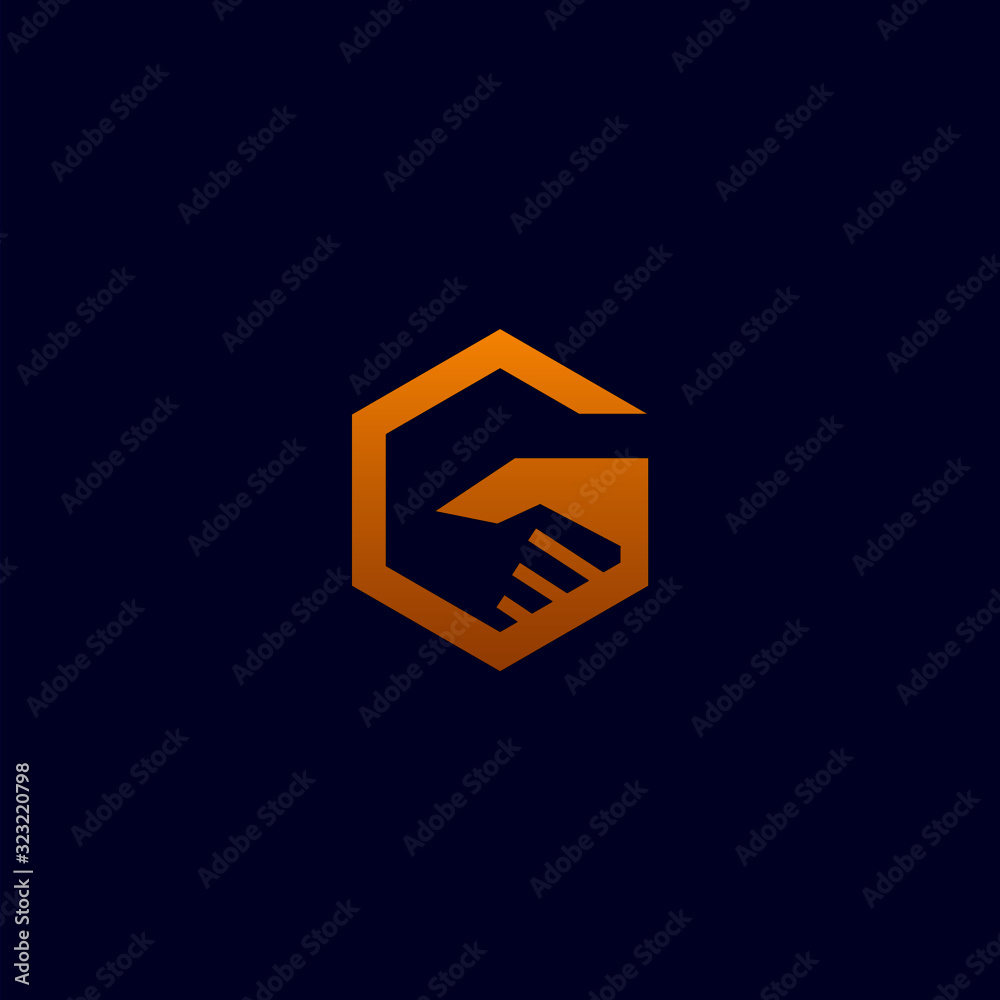G letter logo initial handshake symbol hexagon design Stock Vector ...