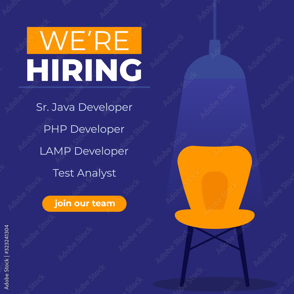 We are hiring software developers, join our team banner Stock Vector ...