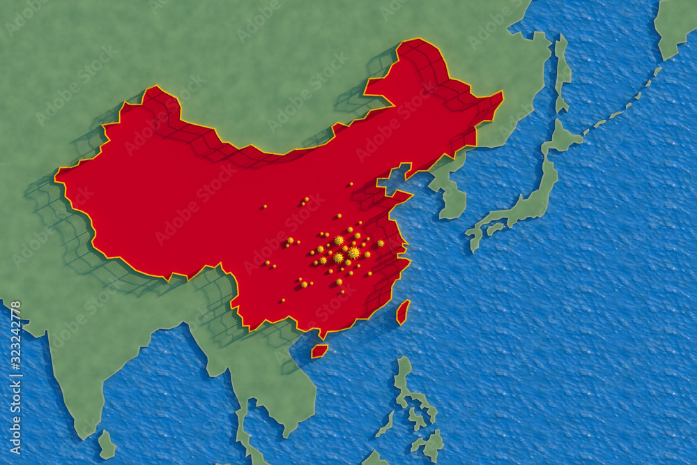 Partial map of the world showing republic of china isolated from the ...