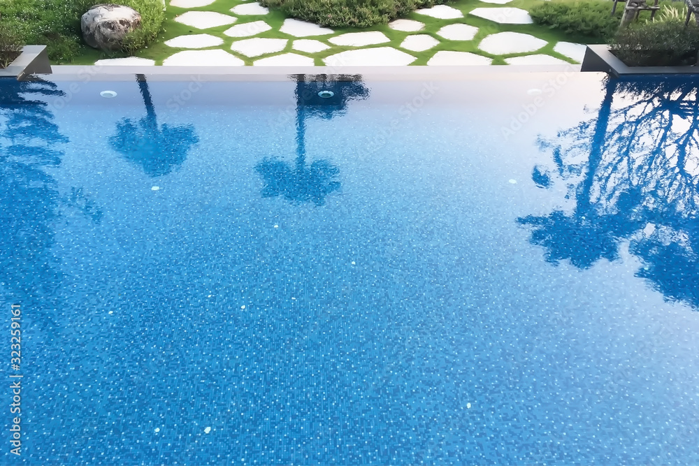 Beautiful reflection of trees image on the flat surface of water in ...