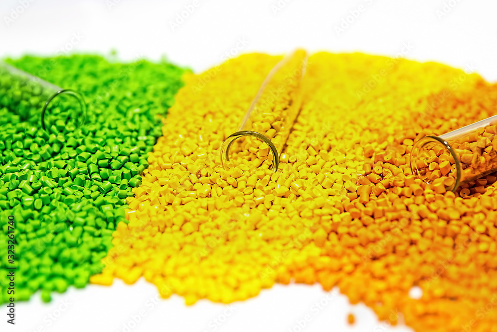 Polymeric dye. Colorant for plastics. Pigment in the granules. Stock ...