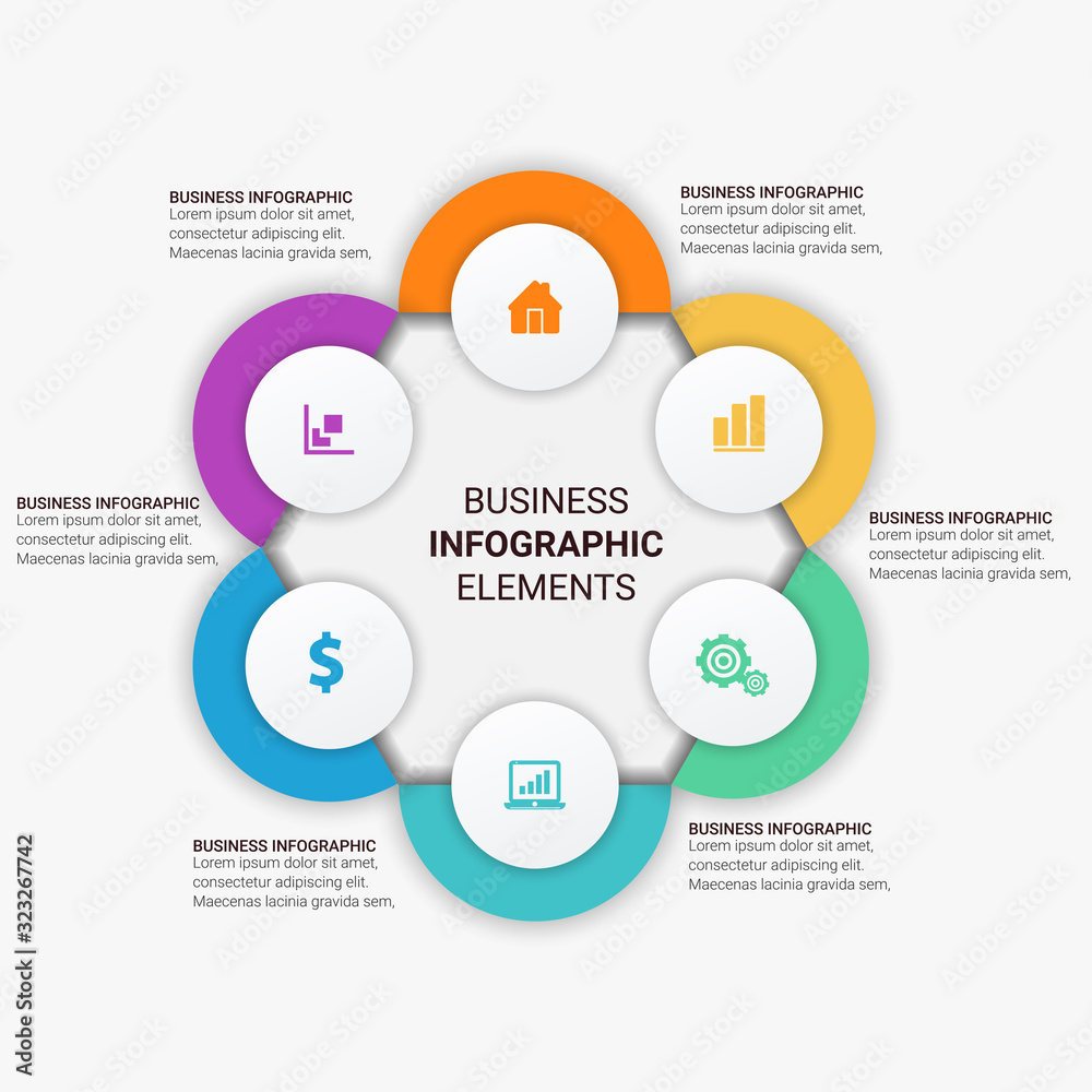 Business Infographic presentation template with 3, 4, 5, 6 options ...