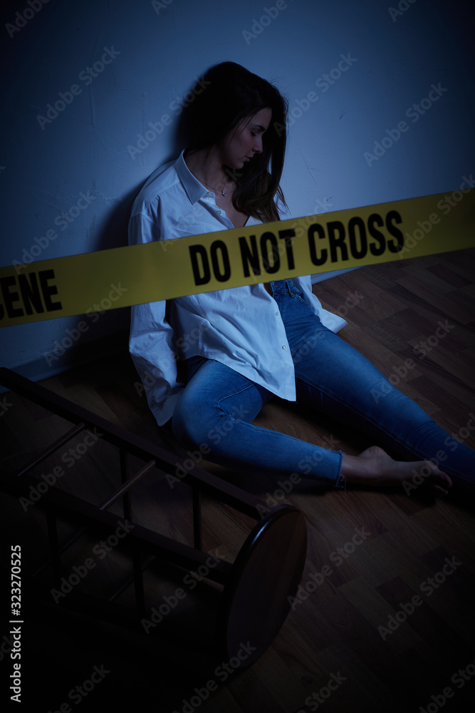crime scene - woman lying dead on the floor Stock Photo | Adobe Stock