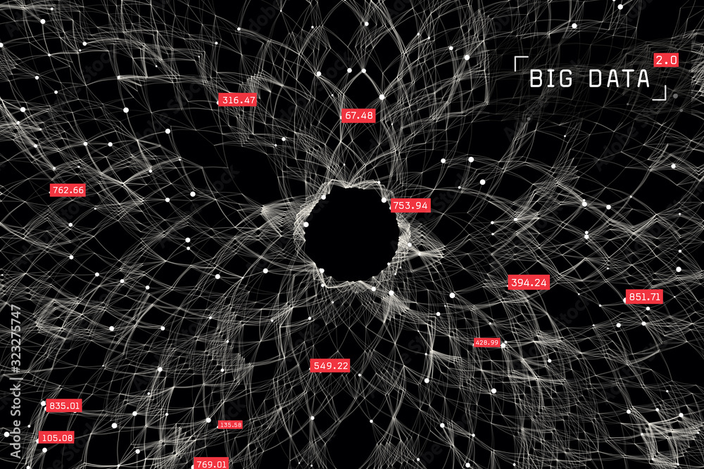Big data visualization. Futuristic global data network. Visual ...