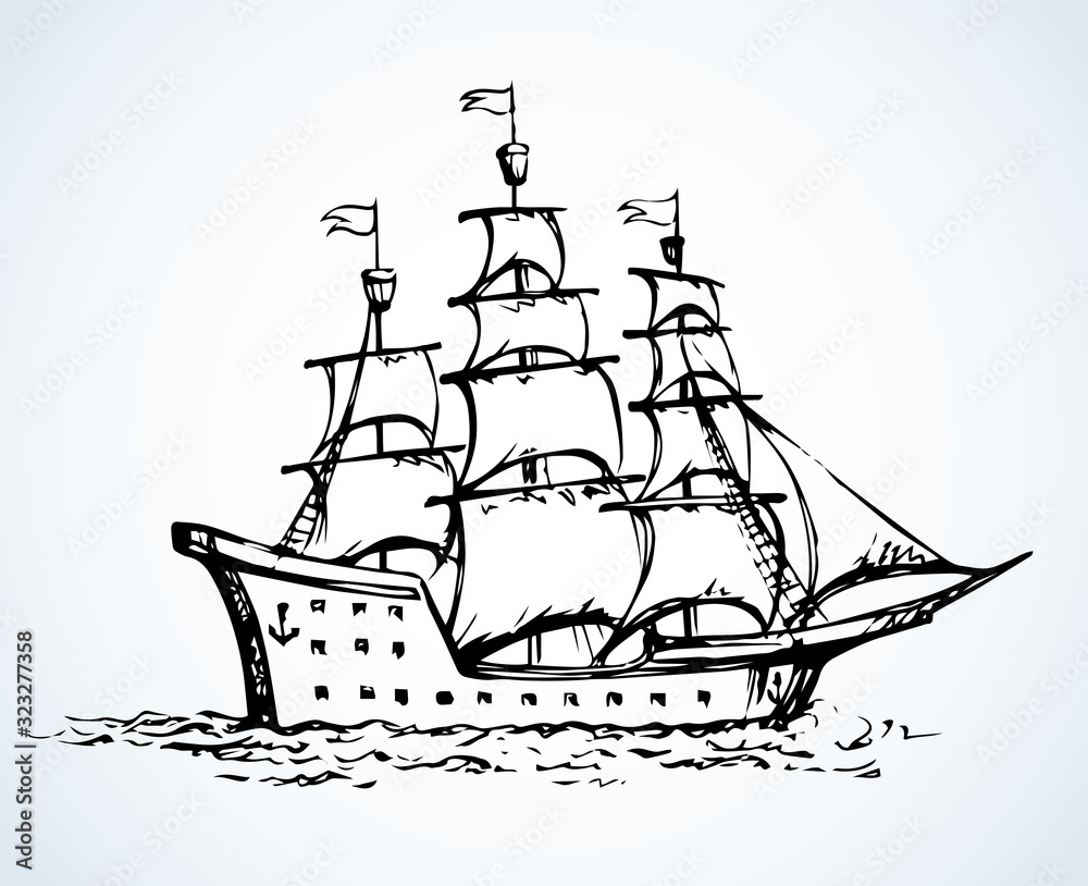 Sailing vessel. Vector drawing ship Stock Vector | Adobe Stock