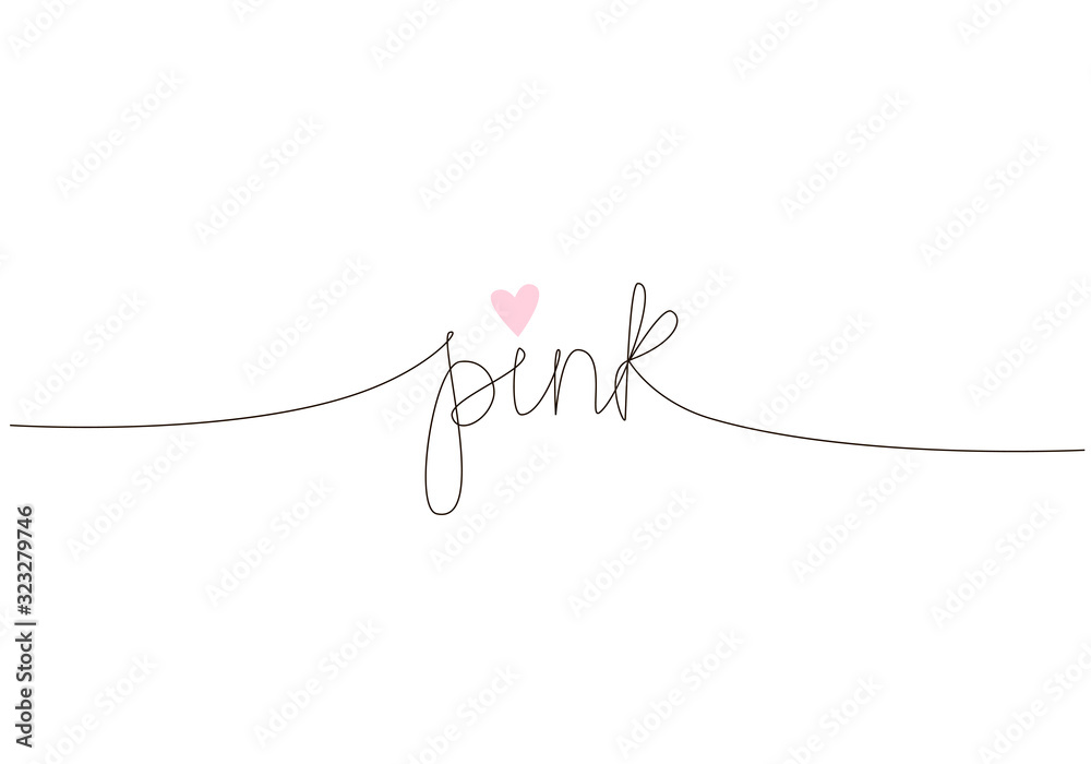 Pink handwritten inscription. Hand drawn lettering. One line ...