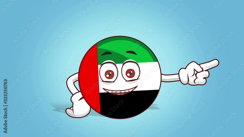Cartoon Icon Flag UAE United Arab Emirates Happy Right Side Pointer ...