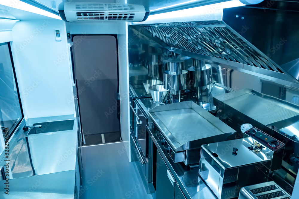 Kitchen is restaurant. Kitchen equipment cafe. Staff room in a cafe ...