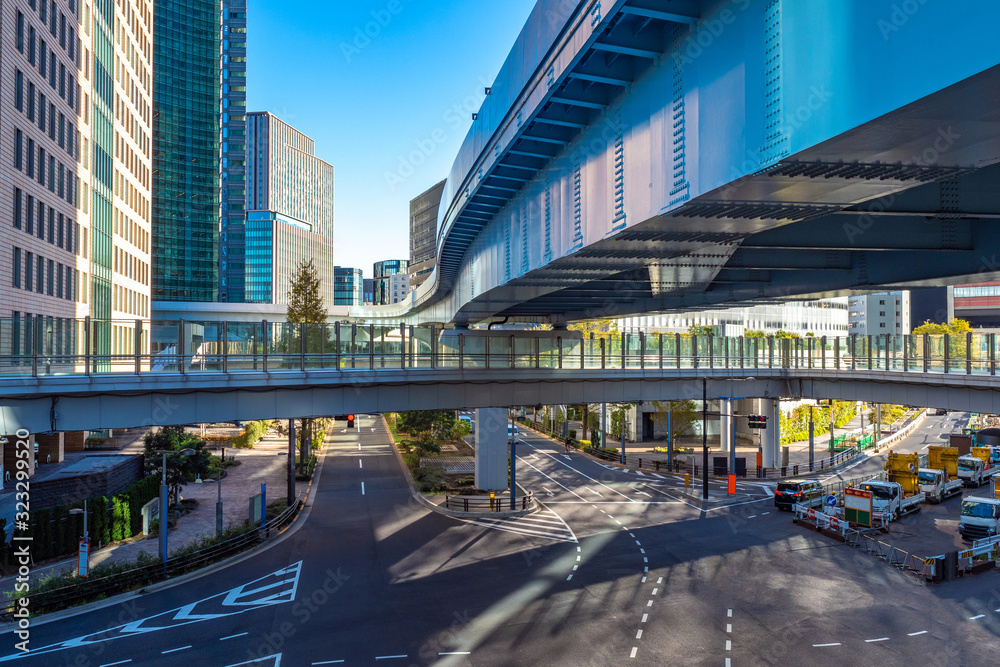 Tokyo. Japan day. Crossroads. Highways in Tokyo. Multilevel road. Japan ...