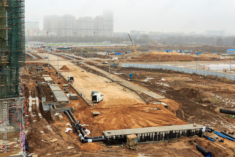 Bar bender fixing steel reinforcement for house concrete floor slab ...