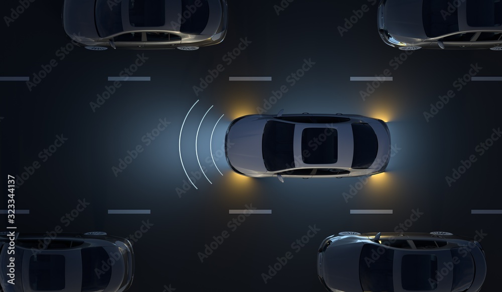 Autonomous Self Driving Vehicle with lidar technology Stock ...