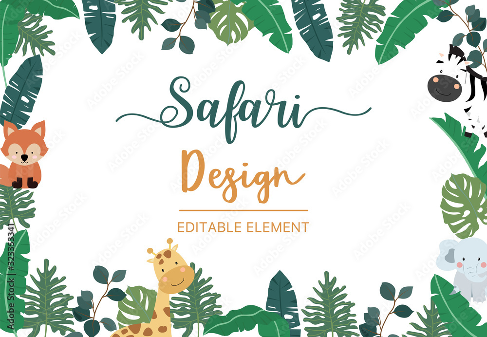 Collection of safari background set with giraffe,zebra,fox,lion ...