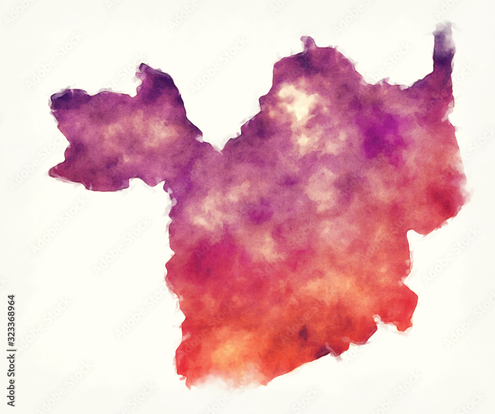 Sub Central Thailand region watercolor map illustration Stock ...