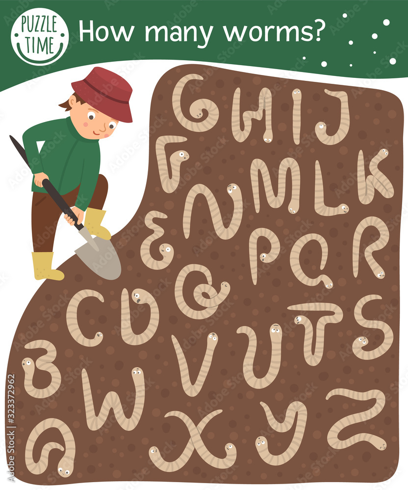 Spring garden searching math counting game for children with cute boy ...