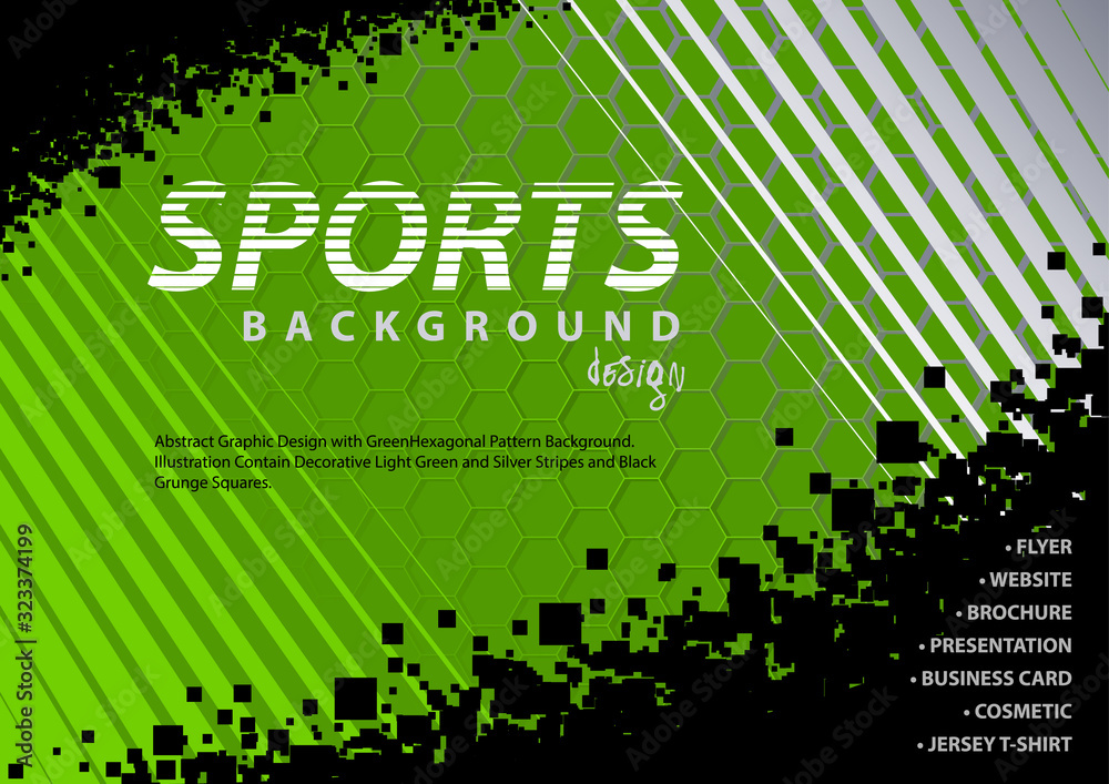 Abstract Green-Black Background in Sport Design Style with Decorative ...
