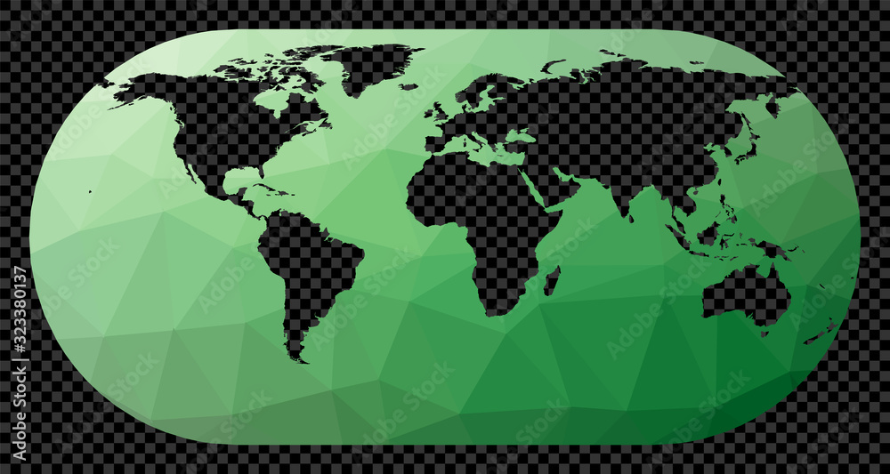 Abstract digital map of world. Eckert 3 projection. Polygonal map of ...