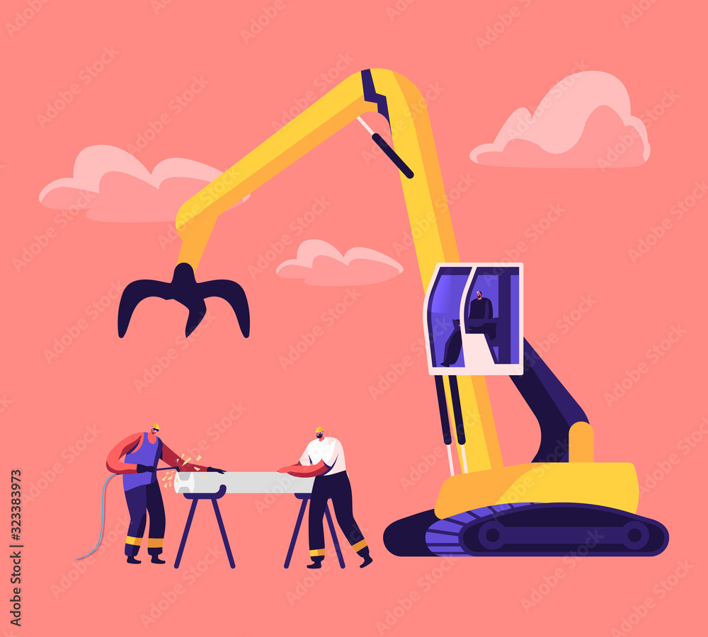 Scrapmetal Recycling and Reuse Concept. Couple of Workers in Uniform ...