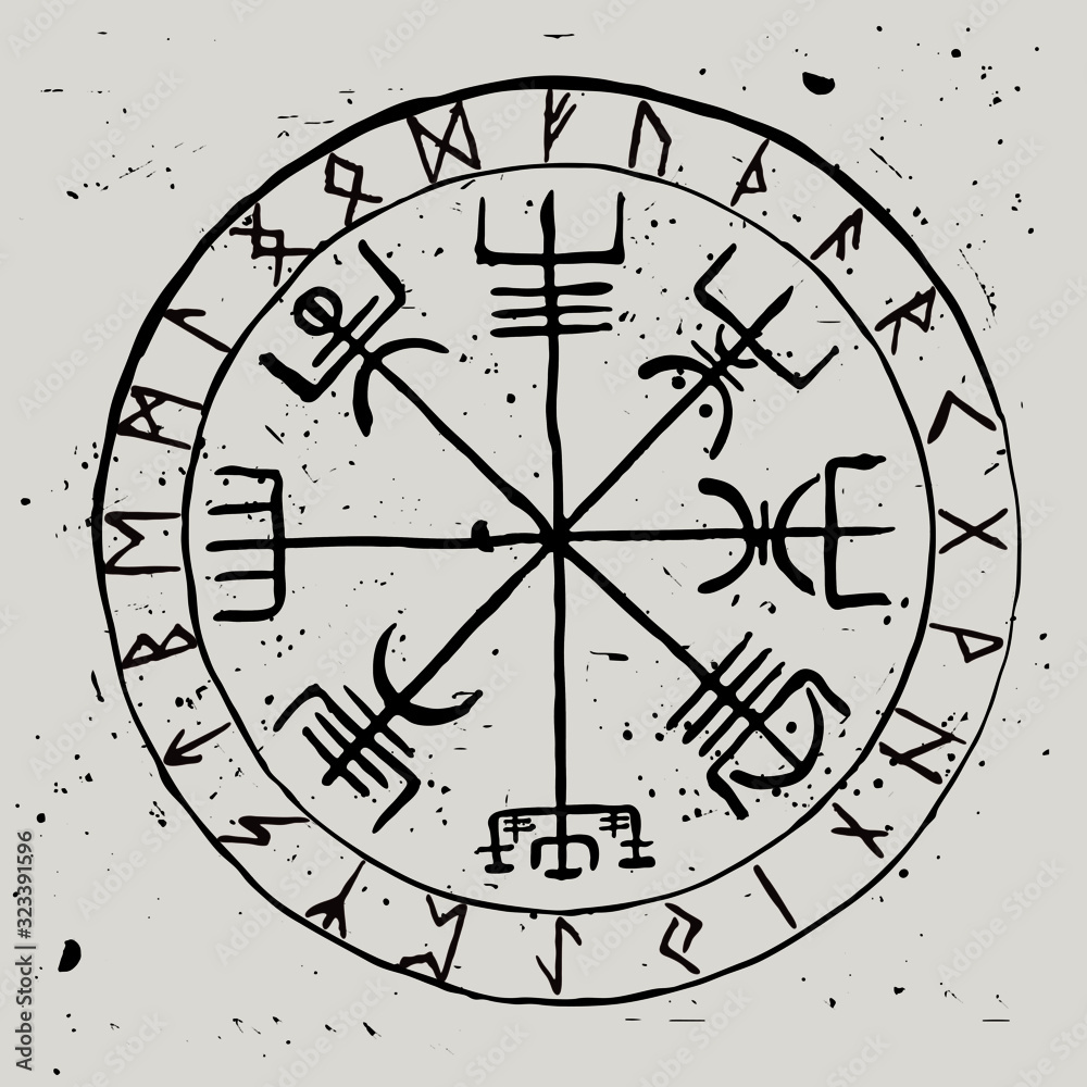 Vegvisir. Protective runic talisman for travelers. Compass for the ...