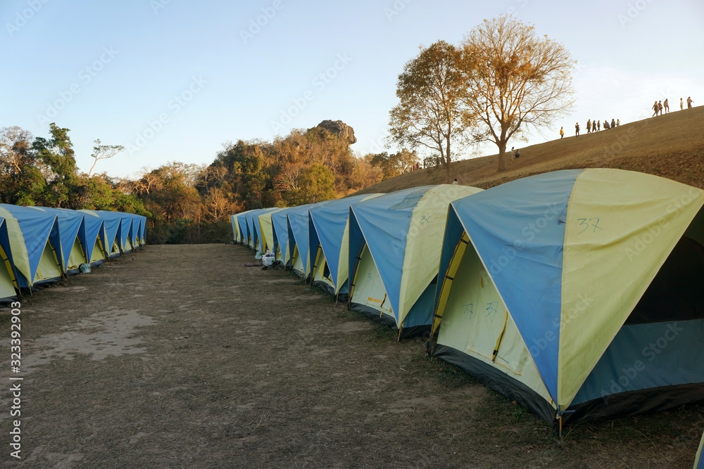 Tourist tent camping on the mountain at Sri Nan National Park Nan ...