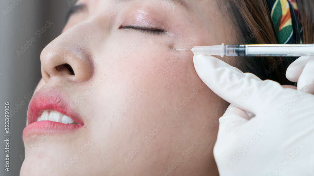 Botox, Filler injection for Asian female face. Plastic aesthetic facial ...