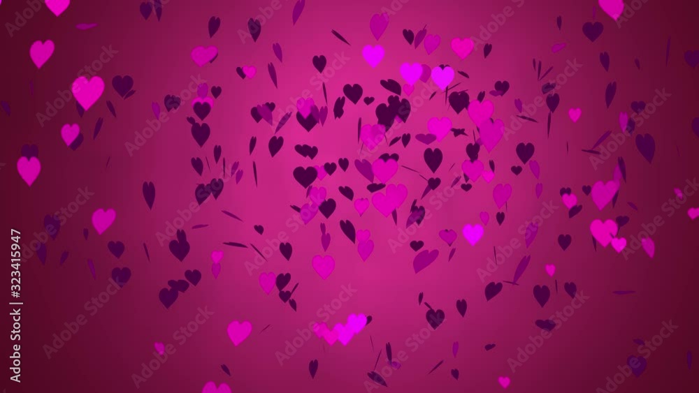 Heart explosion animation. Small heart shaped particles flying from big ...