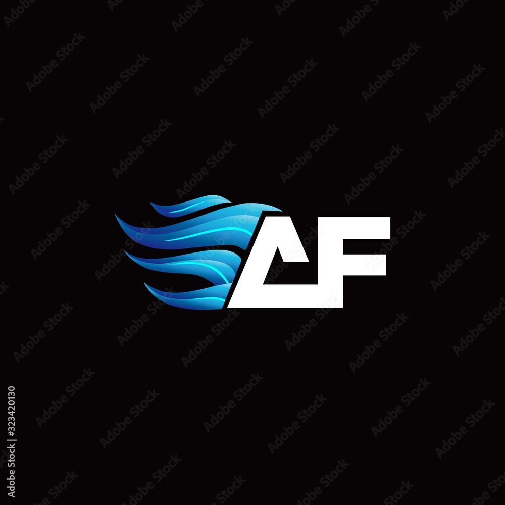 AF monogram logo with blue fire style design template Stock Vector ...