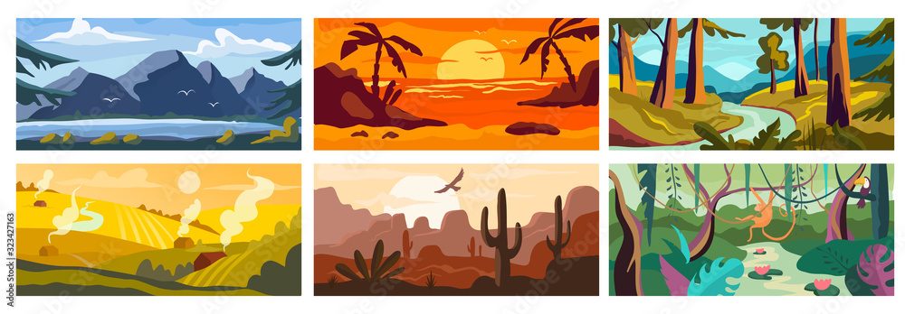 Landscape background, beautiful nature outdoor, forest and ocean beach ...